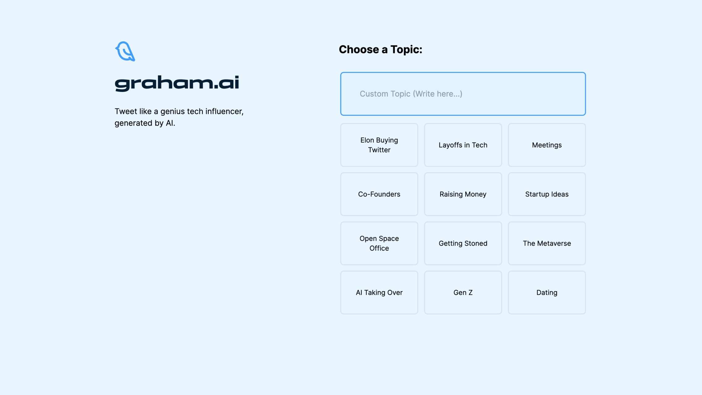 Graham AI - AI tool for creating tweet content with tech thought leader ...