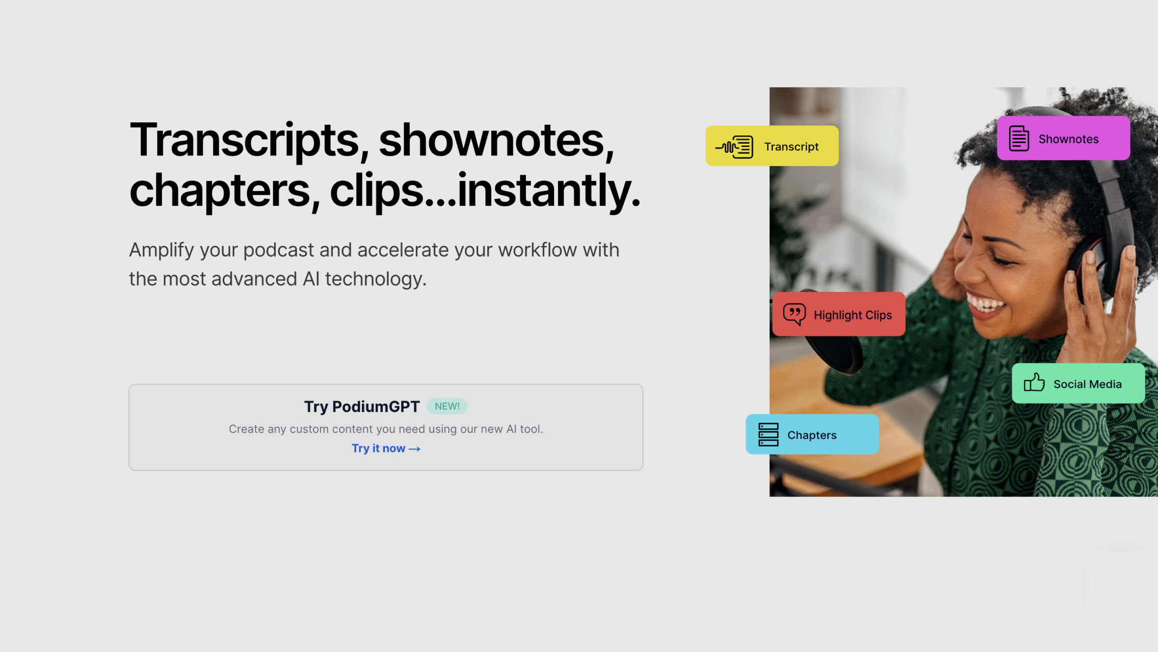 Podium - Create transcriptions, chapters & more with this easy AI tool | waildworld.com
