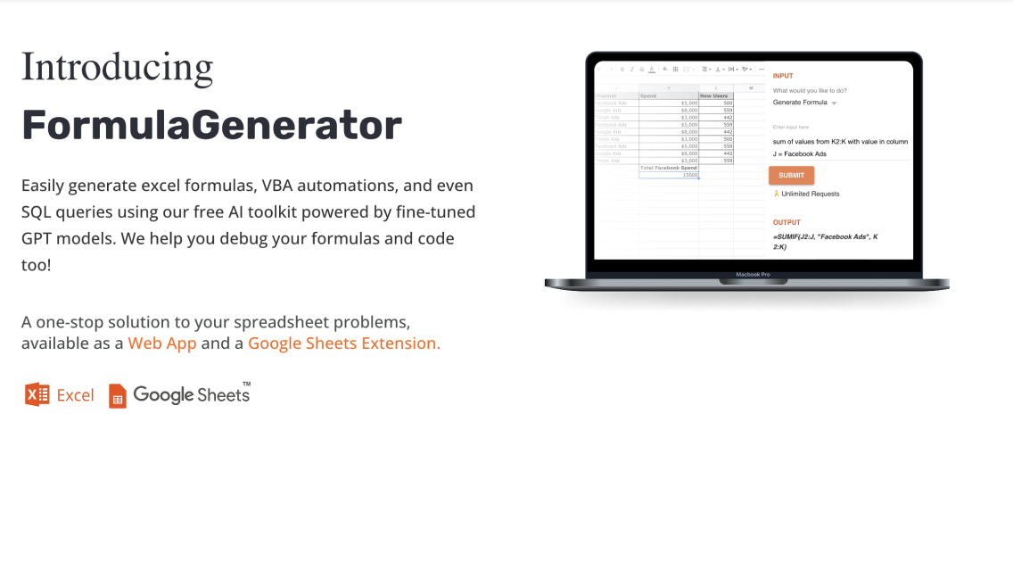 Formula Generator - Revolutionize your spreadsheet workflow with an AI ...